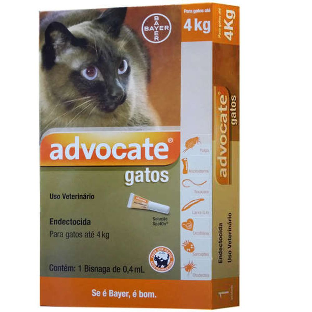 Antipulgas Bayer Advocate para Gatos até 4 Kg - 0,4 mL - petnanetbenipet